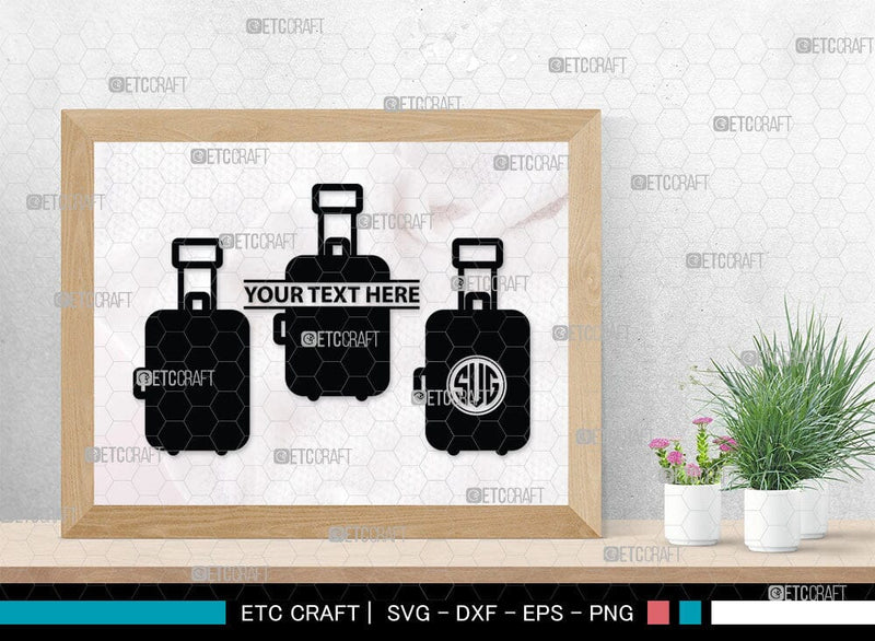 Luggage Monogram, Luggage Silhouette, Luggage SVG Cut Files, Suitcase ...