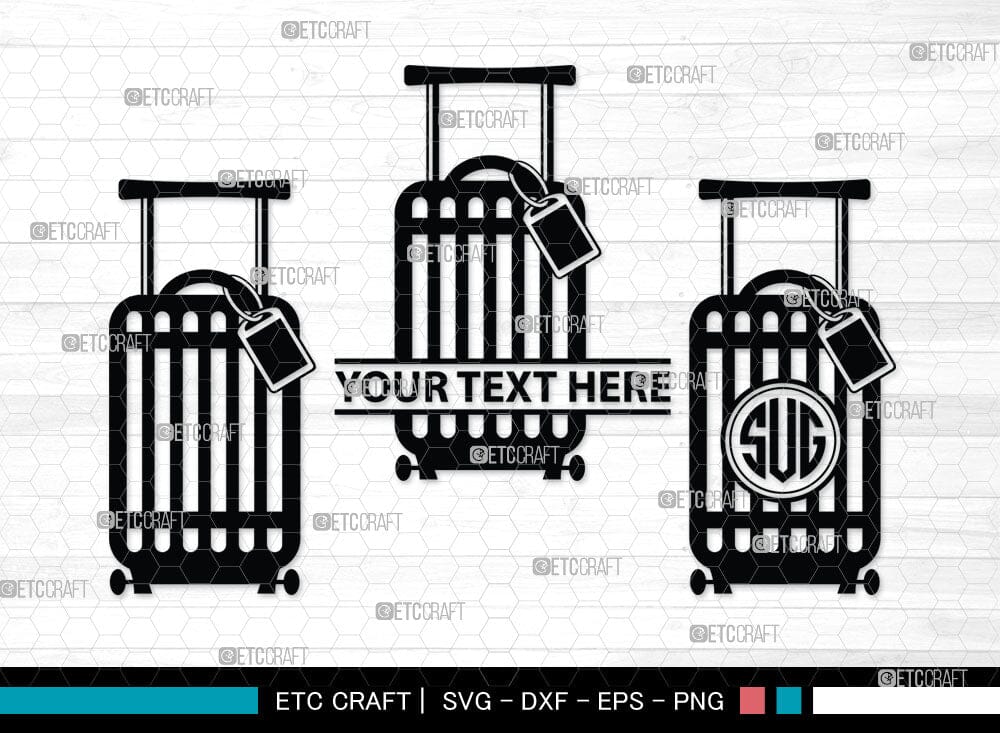 Luggage Monogram, Luggage Silhouette, Luggage SVG Cut Files, Suitcase ...