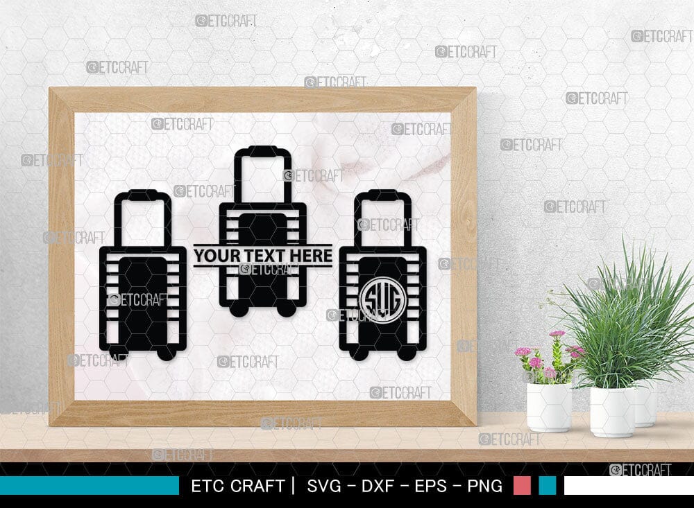 Luggage Monogram, Luggage Silhouette, Luggage SVG Cut Files, Suitcase ...