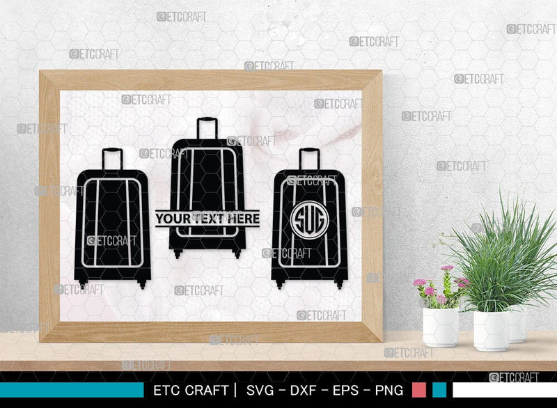 Luggage Monogram, Luggage Silhouette, Luggage SVG Cut Files, Suitcase ...
