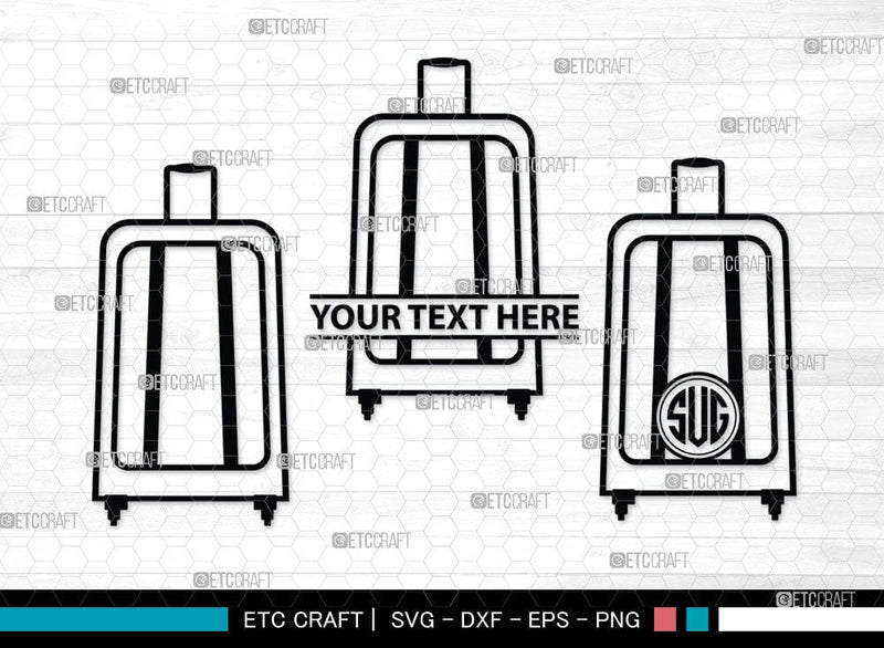 Luggage Monogram, Luggage Silhouette, Luggage SVG Cut Files, Suitcase ...