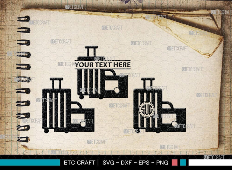 Luggage Monogram, Luggage Silhouette, Luggage SVG Cut Files, Suitcase ...