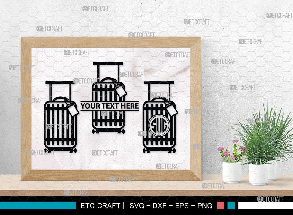 Luggage Monogram, Luggage Silhouette, Luggage SVG Cut Files, Suitcase ...