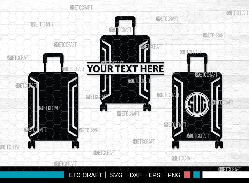 Luggage Monogram, Luggage Silhouette, Luggage SVG Cut Files, Suitcase ...
