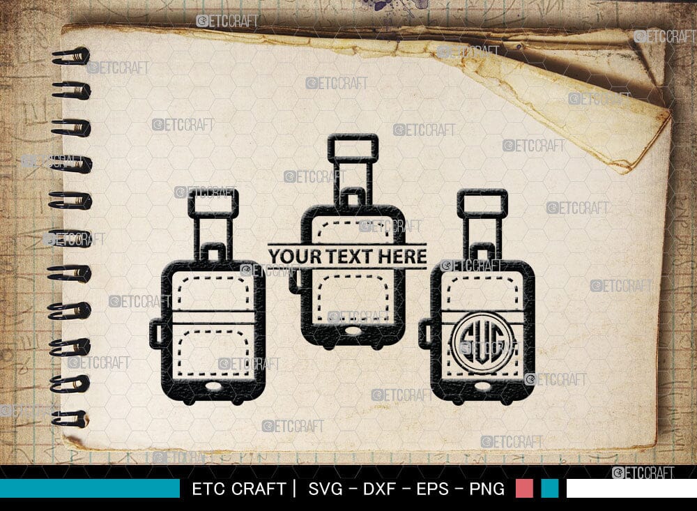 Luggage Monogram, Luggage Silhouette, Luggage SVG Cut Files, Suitcase ...