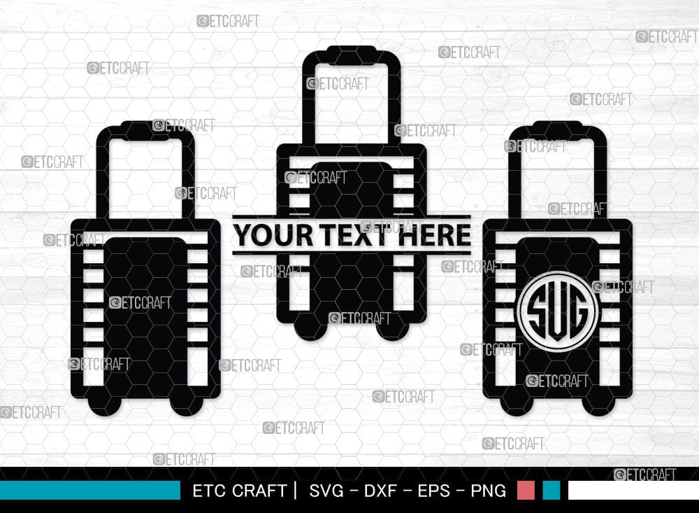 Luggage Monogram, Luggage Silhouette, Luggage SVG Cut Files, Suitcase ...