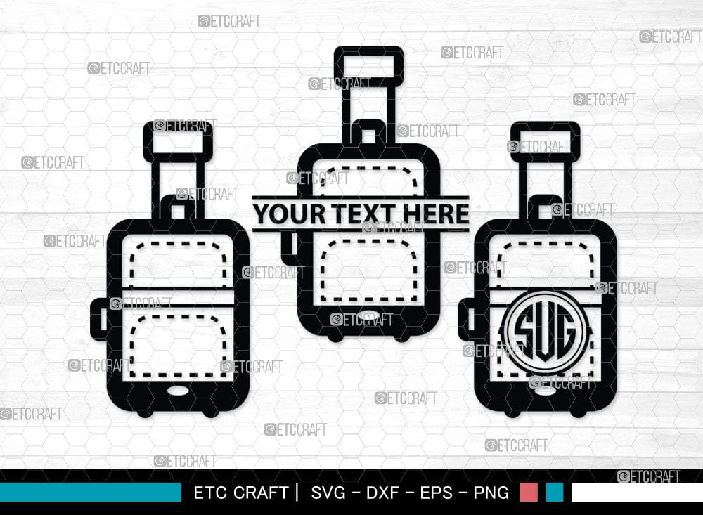 Luggage Monogram, Luggage Silhouette, Luggage SVG Cut Files, Suitcase ...