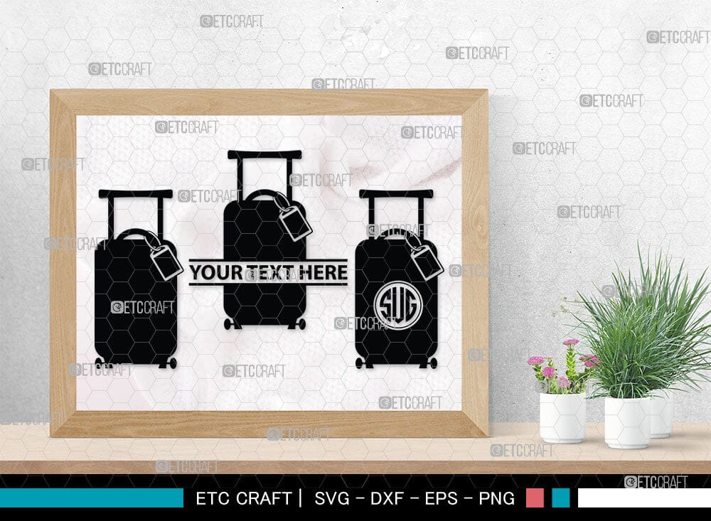 Luggage Monogram, Luggage Silhouette, Luggage SVG Cut Files, Suitcase ...