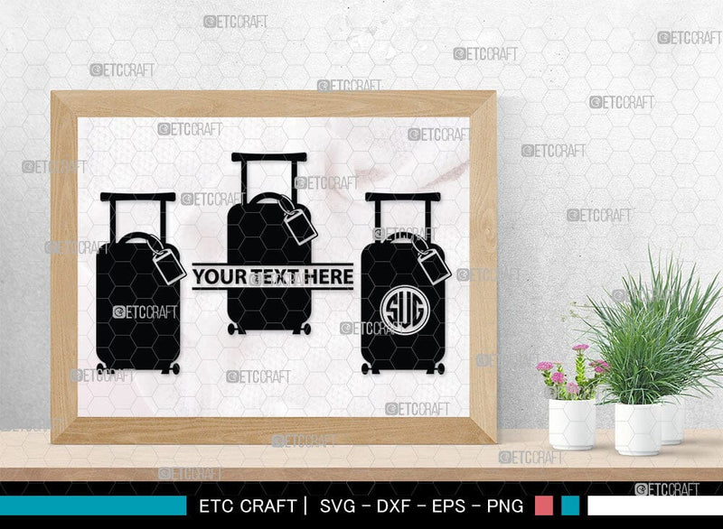 Luggage Monogram, Luggage Silhouette, Luggage SVG Cut Files, Suitcase ...