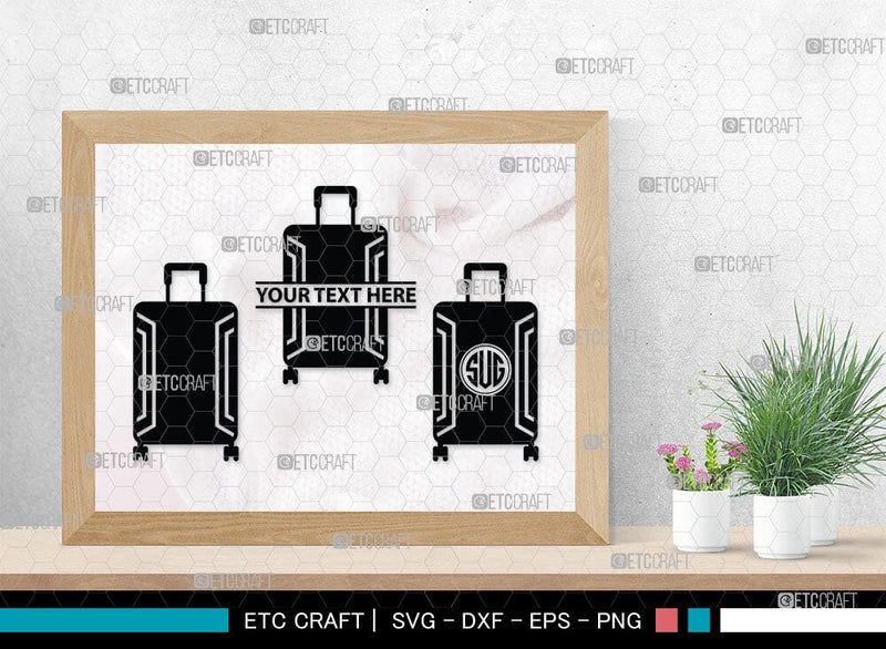 Luggage Monogram, Luggage Silhouette, Luggage SVG Cut Files, Suitcase ...