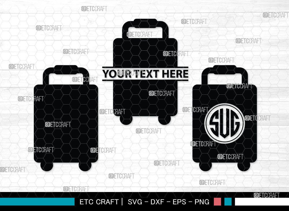 Luggage Monogram, Luggage Silhouette, Luggage SVG Cut Files, Suitcase ...