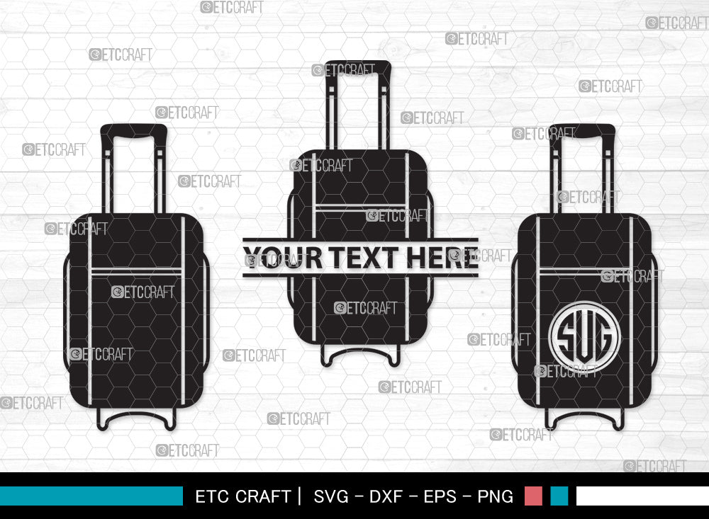 Luggage Monogram SVG, Suitcase Svg, Travel Bag Svg, Baggage Svg, Travel ...