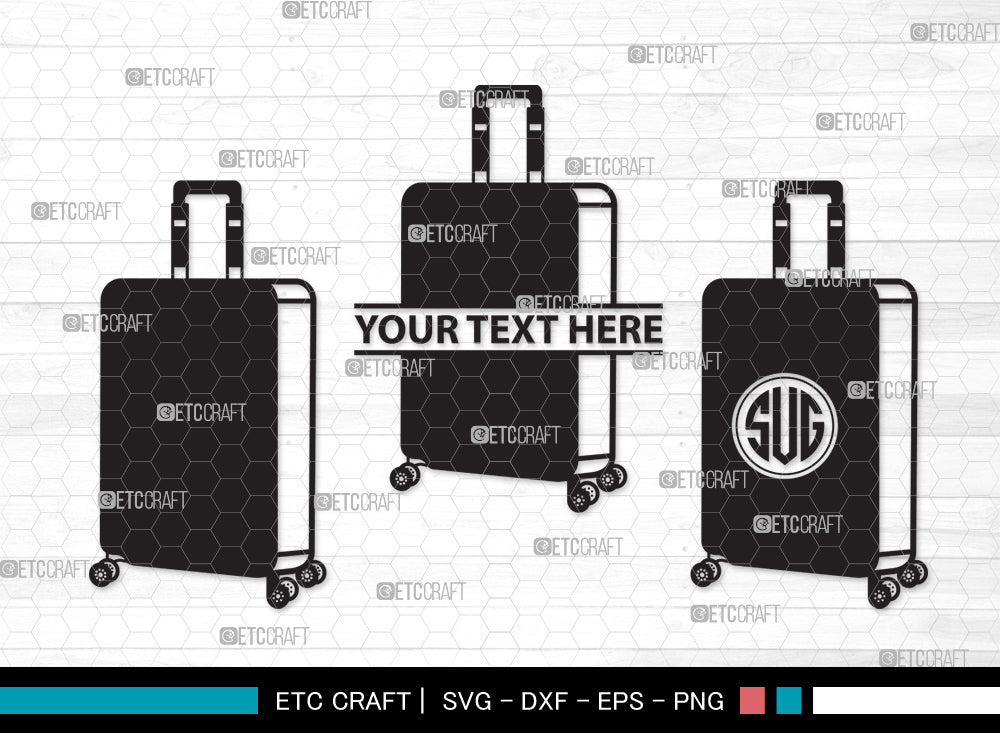 Luggage Monogram SVG, Suitcase Svg, Travel Bag Svg, Baggage Svg, Travel ...