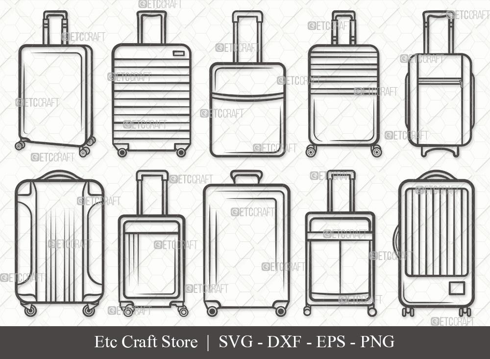 Luggage Outline SVG Cut File | Suitcase Svg | Travel Bag Svg | Baggage ...