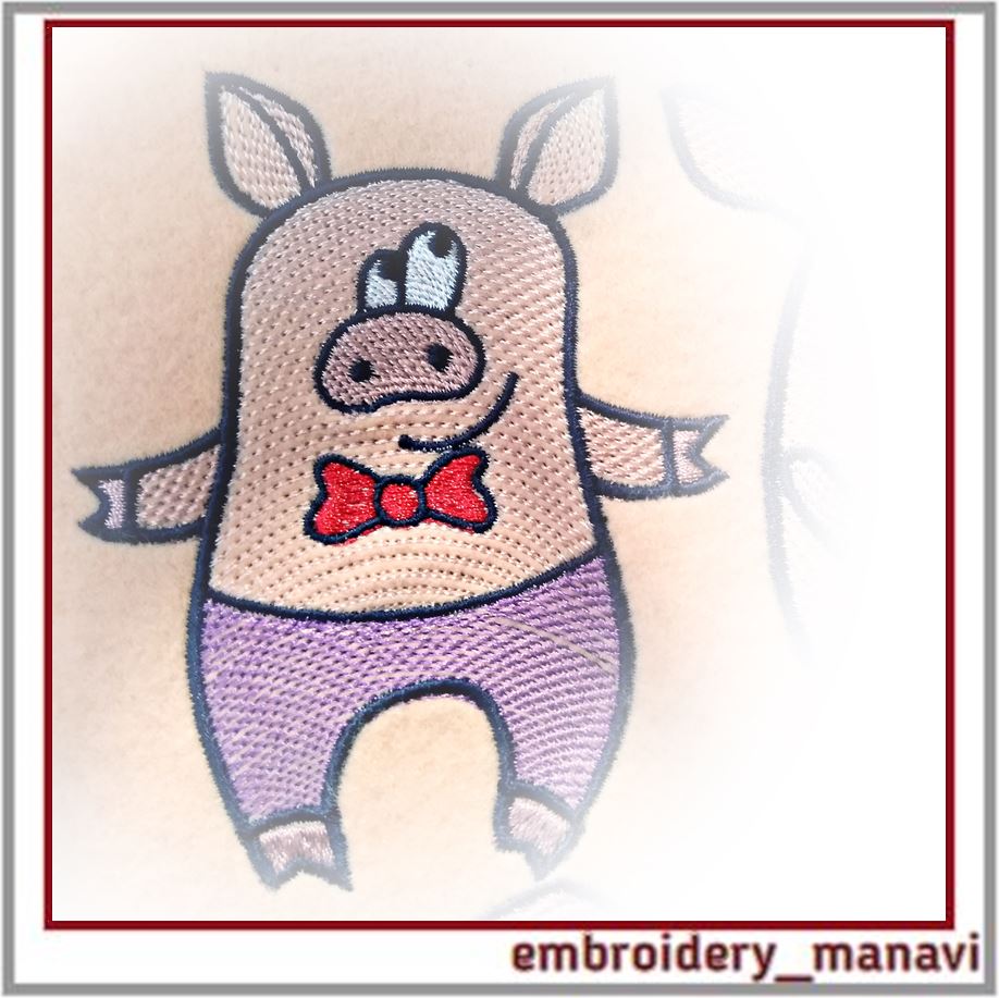 Machine embroidery design for child Cheerful pigs set. - So Fontsy