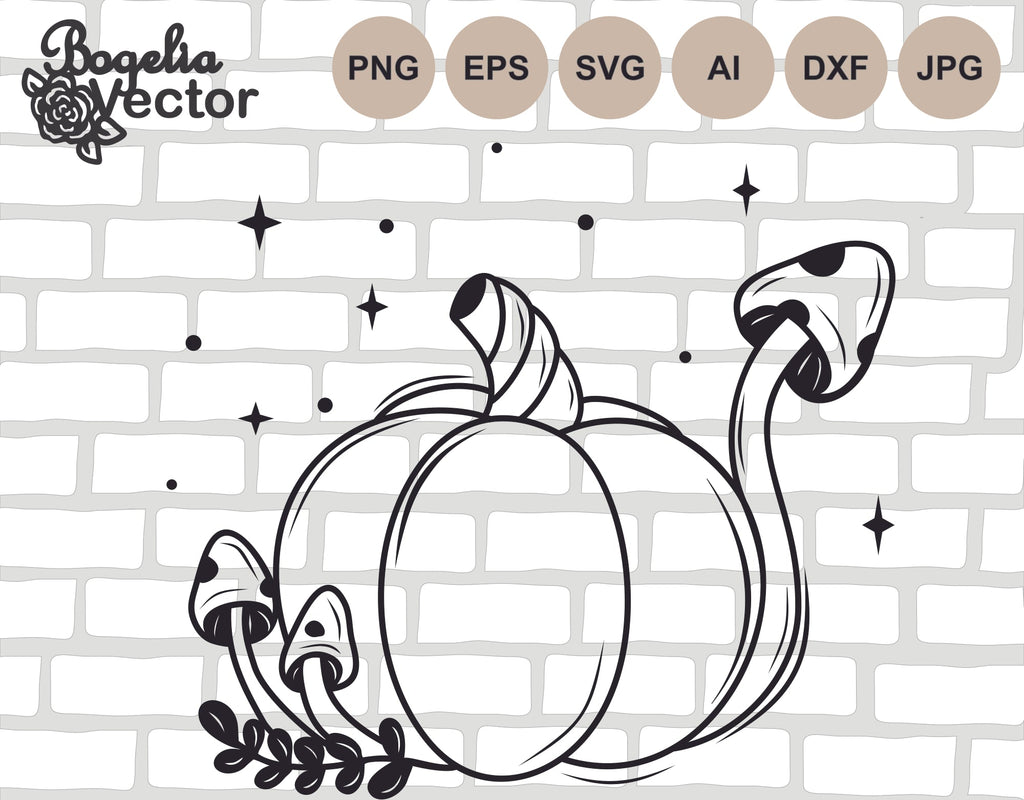 Magic Pumpkin Svg file, Pumpkin Cut file, Mushrooms Svg, Fall Png ...