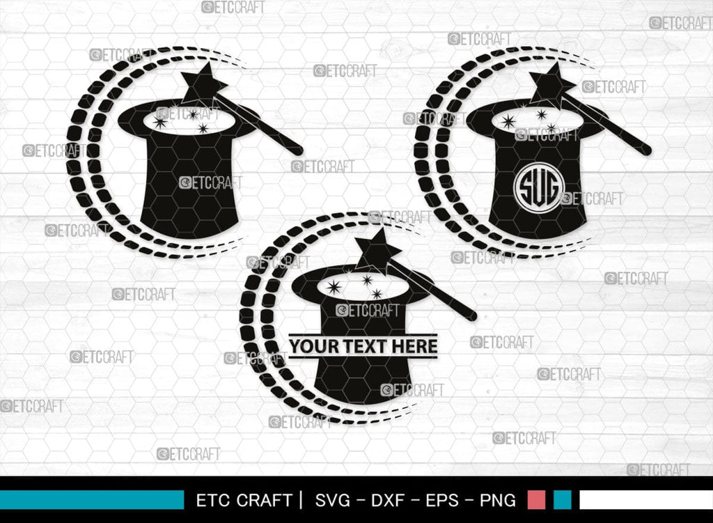Magician Svg, Magic Monogram, Magician Magic Hat silhouette, Magician ...