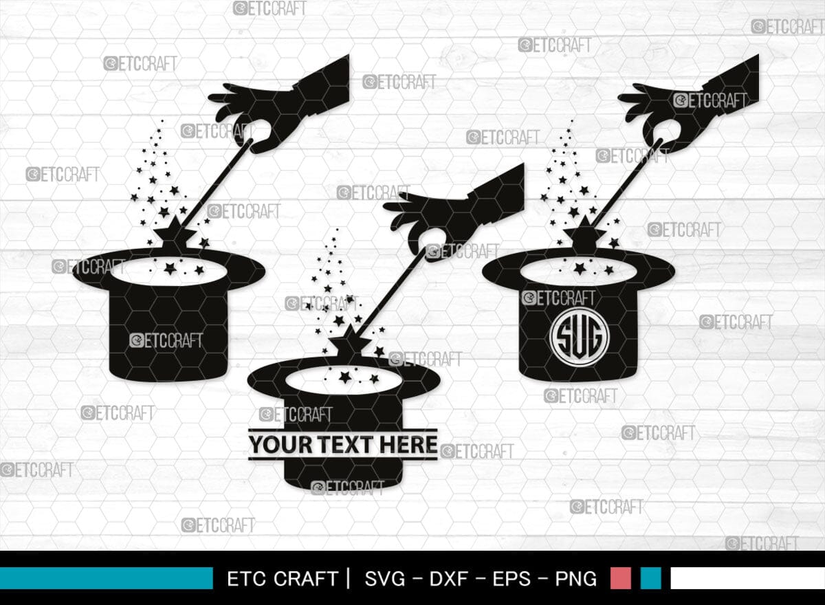 Magician Svg, Magic Monogram, Magician Magic Hat silhouette, Magician ...
