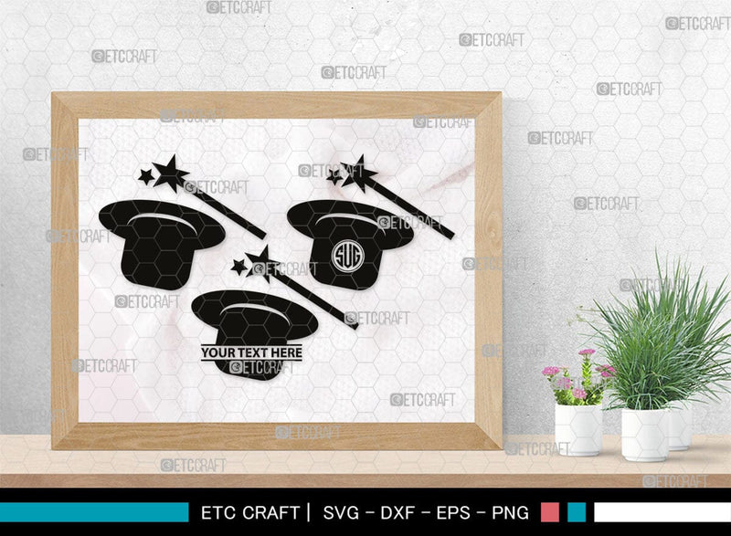 Magician Svg, Magic Monogram, Magician Magic Hat silhouette, Magician ...