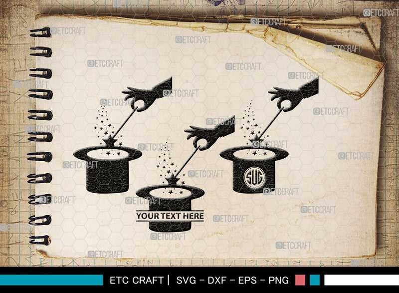 Magician Svg, Magic Monogram, Magician Magic Hat silhouette, Magician Magic Hat Svg, Magic ...