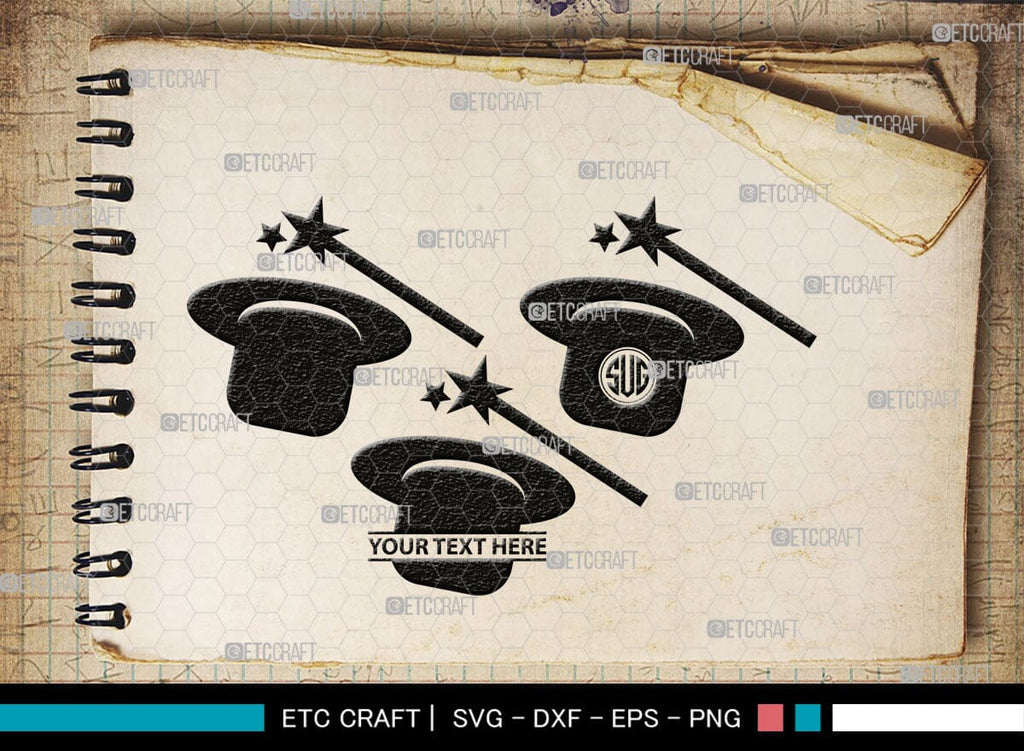 Magician Svg, Magic Monogram, Magician Magic Hat silhouette, Magician Magic Hat Svg, Magic ...