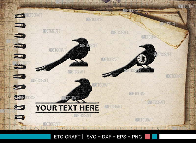 Magpie Bird Monogram, Magpie Bird Silhouette, Magpie Bird SVG, Magpie ...