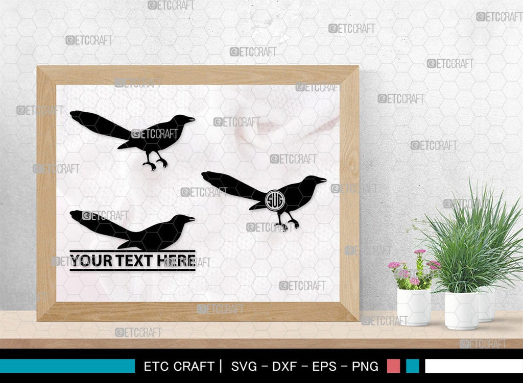 Magpie Bird Monogram, Magpie Bird Silhouette, Magpie Bird SVG, Magpie ...
