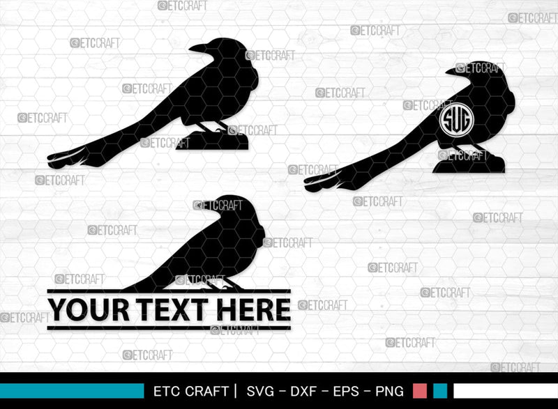 Magpie Bird Monogram, Magpie Bird Silhouette, Magpie Bird SVG, Magpie ...