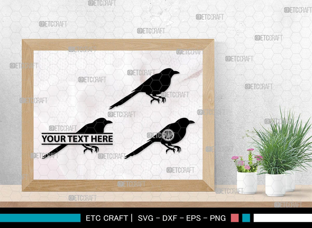Magpie Bird Monogram, Magpie Bird Silhouette, Magpie Bird SVG, Magpie ...