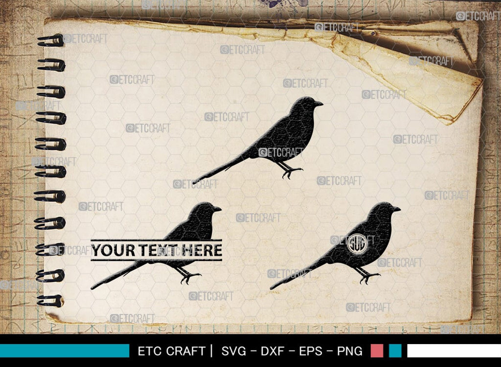 Magpie Bird Monogram, Magpie Bird Silhouette, Magpie Bird SVG, Magpie ...