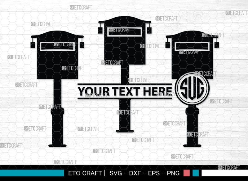 Mailbox Monogram, Mailbox Silhouette, Mail Svg, Mailbox Stencil Svg ...