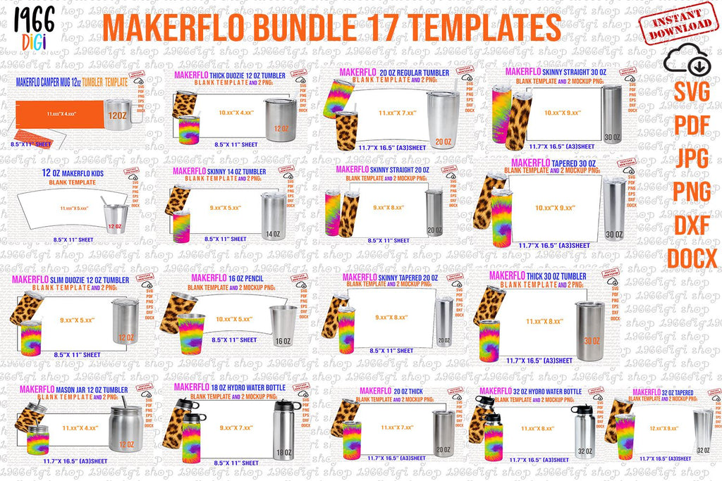 Makerflo Template, Makerflo Bundle 17 Templates, Cricut Silhouette, Svg ...
