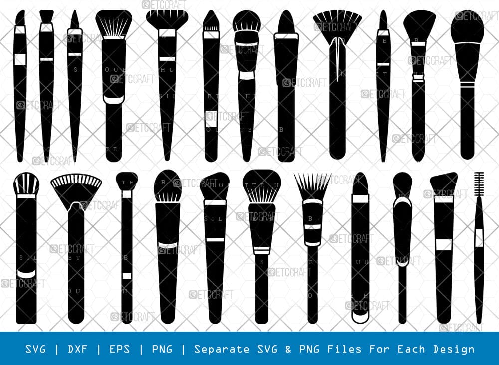 Makeup Brushes Silhouette, Makeup Brushes SVG, Cosmetic Svg, Ladies ...