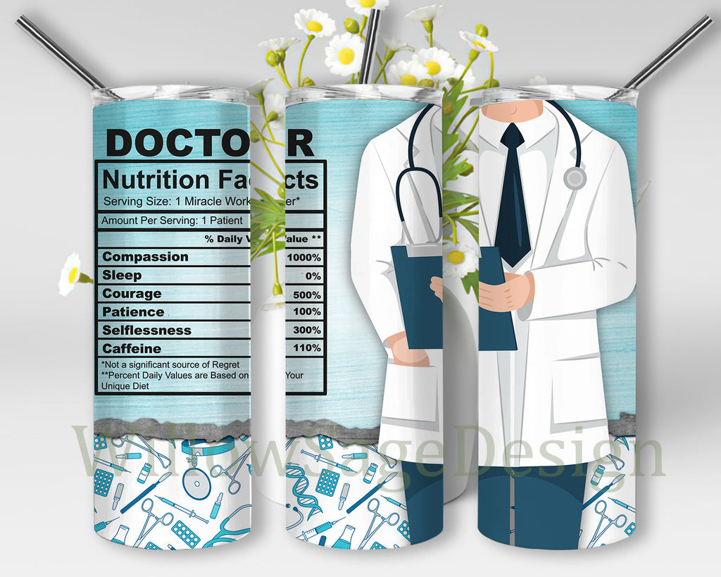 Male Doctor Tumbler Png, Doctor Nutrition Facts 20oz Tumbler Wrap ...
