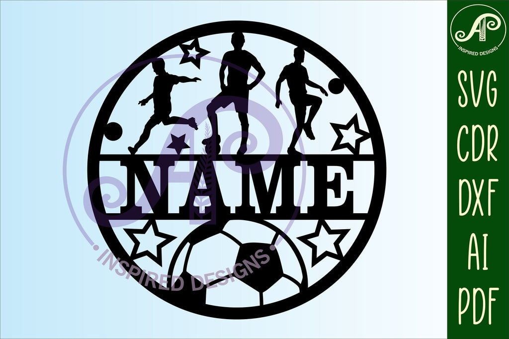 Male Soccer/ football name sign svg laser cut template - So Fontsy