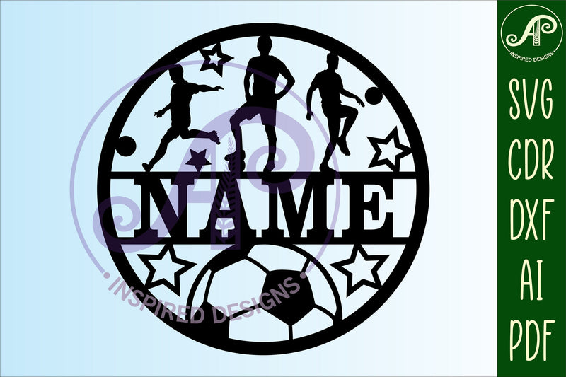 Male Soccer/ football name sign svg laser cut template - So Fontsy
