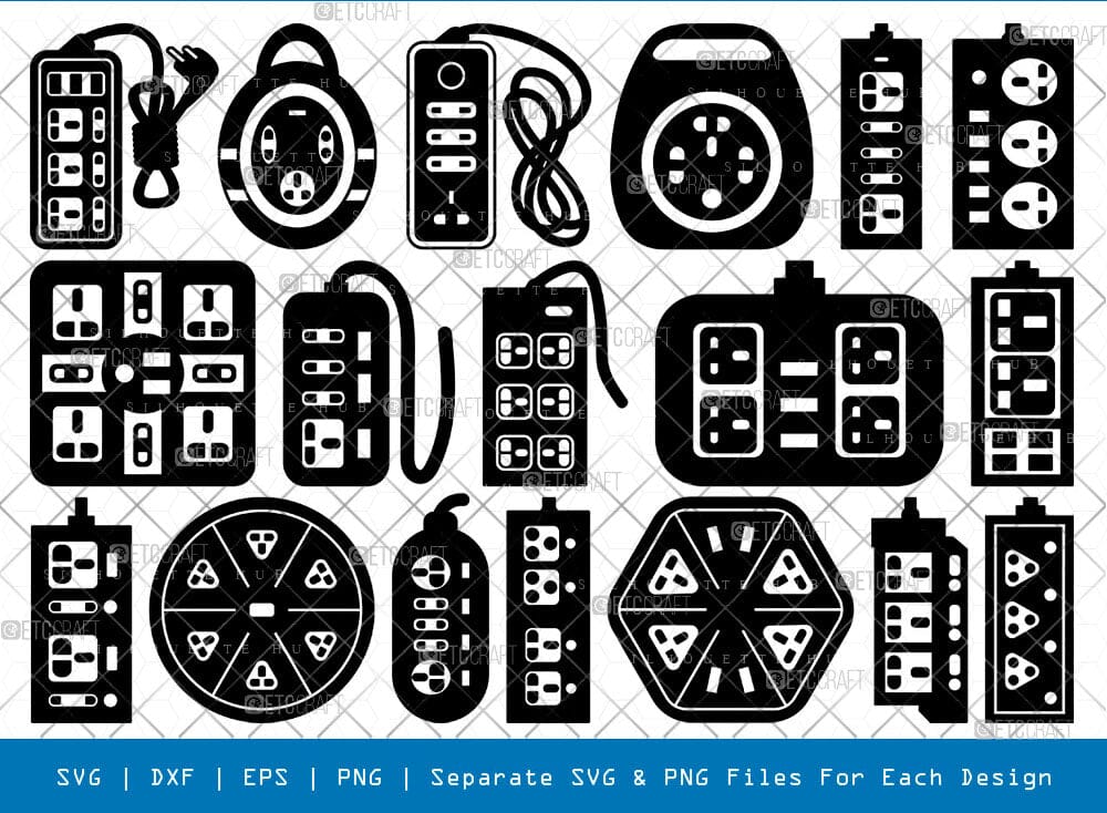 Malti Plug Silhouette, Electric Plug SVG, Electricity Device Svg, Multi ...