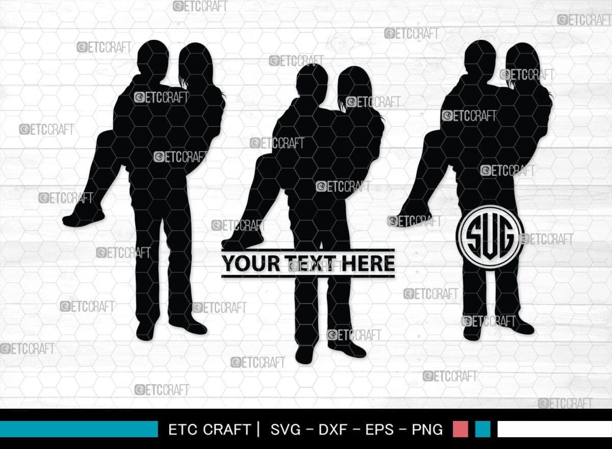 Man Carrying Woman Monogram, Man Carrying Woman Silhouette, Man ...