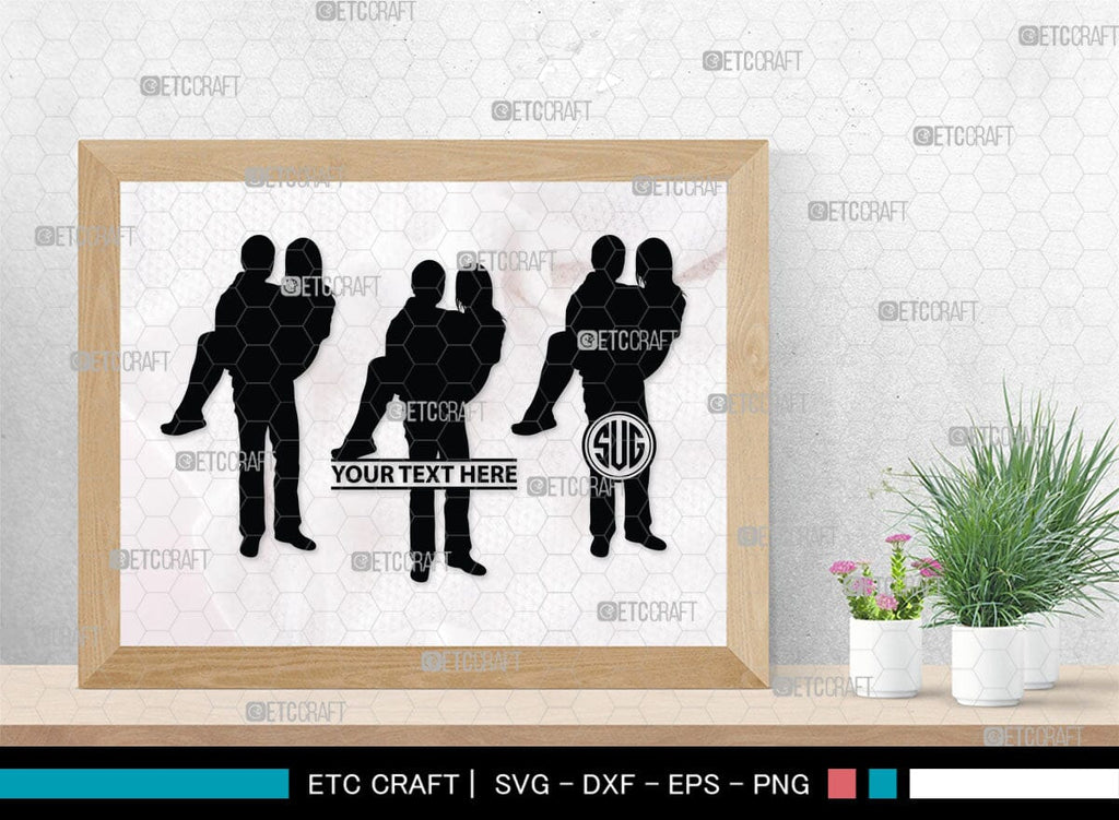 Man Carrying Woman Monogram, Man Carrying Woman Silhouette, Man ...