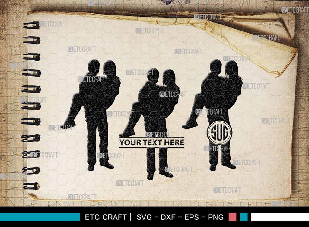 Man Carrying Woman Monogram, Man Carrying Woman Silhouette, Man ...