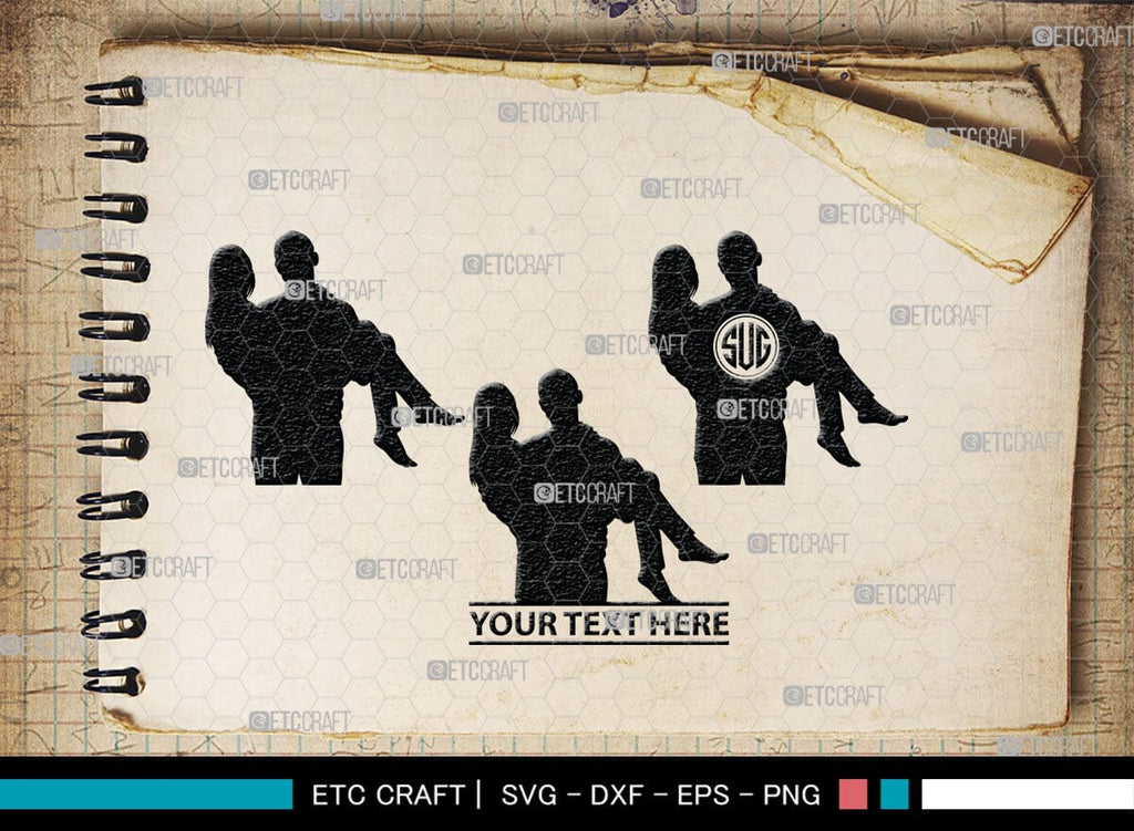 Man Carrying Woman Monogram, Man Carrying Woman Silhouette, Man ...