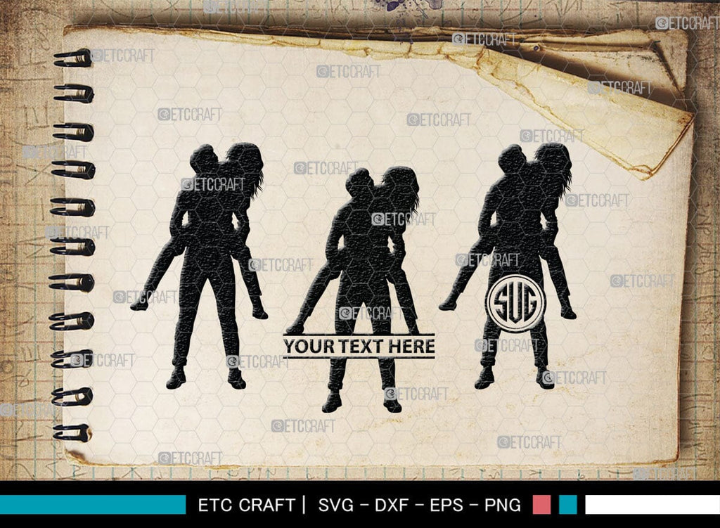 Man Carrying Woman Monogram, Man Carrying Woman Silhouette, Man ...