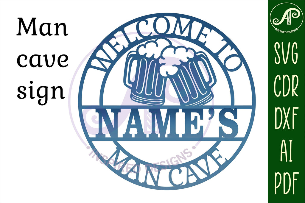 Man cave sign svg laser cut template beer theme - So Fontsy