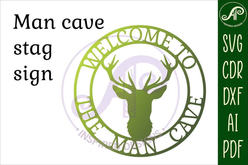 Man cave stag sign, SVG, hunting theme wall hanger, cut file - So Fontsy