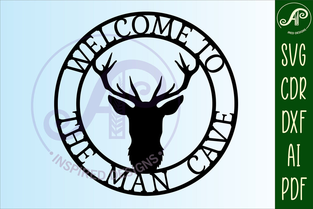 Man cave stag sign, SVG, hunting theme wall hanger, cut file - So Fontsy