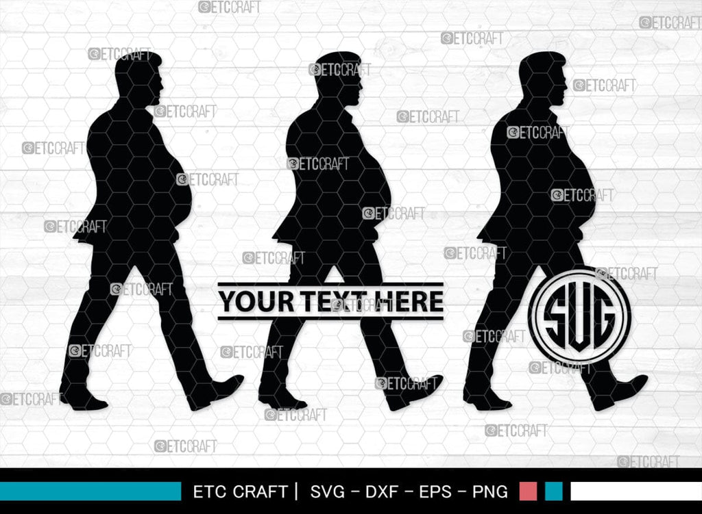Man Walking Monogram, Man Walking Silhouette, Man Walking SVG, Man Svg ...