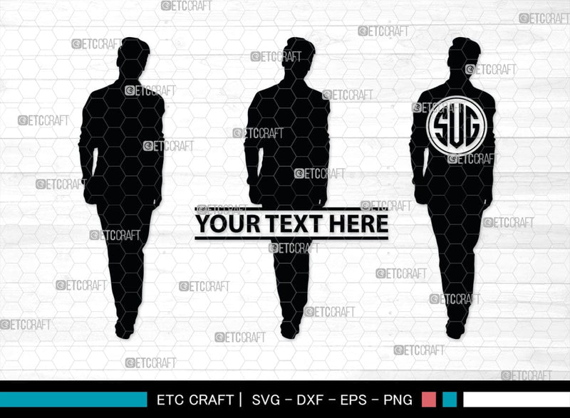 Man Walking Monogram, Man Walking Silhouette, Man Walking SVG, Man Svg ...