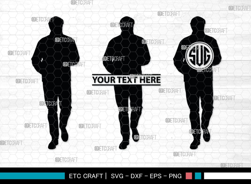 Man Walking Monogram, Man Walking Silhouette, Man Walking SVG, Man Svg ...