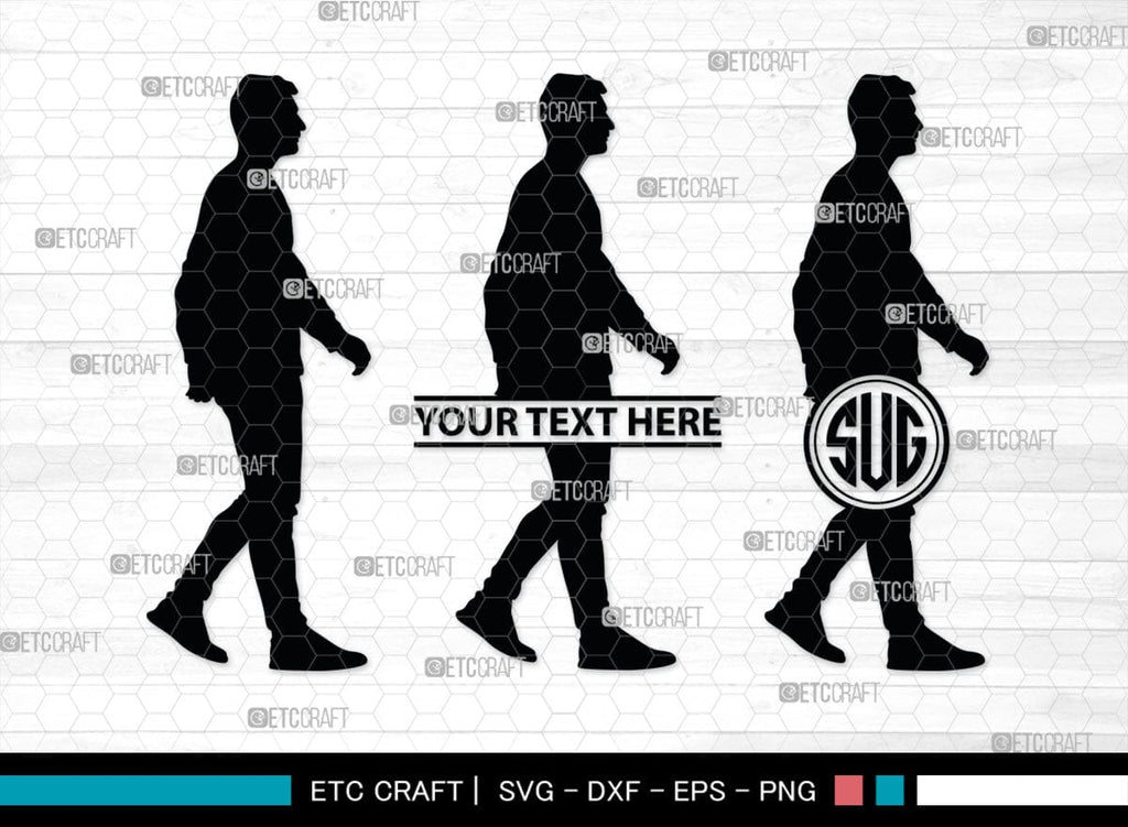 Man Walking Monogram, Man Walking Silhouette, Man Walking SVG, Man Svg ...