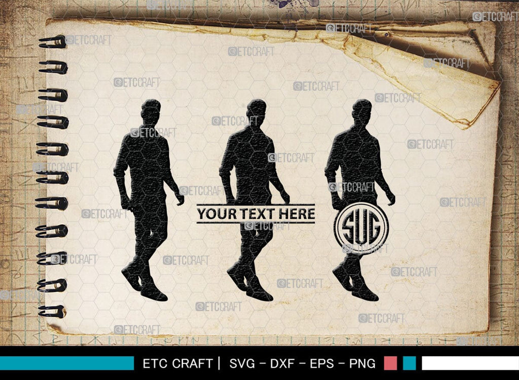 Man Walking Monogram, Man Walking Silhouette, Man Walking SVG, Man Svg ...